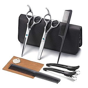 Hair Cutting Scissors Kit, Aethland Professional Barber Hairdressing Scissors Set (Trimming Shaping Grooming Thinning Shears) for Men Women Pets Home Salon Barber Haircut, 6.5" Japanese 9CR SS
