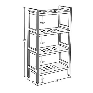 Anthology Spa Asta 4-Tier Free Standing Rectangular Bathroom Utility Storage Shelf Rack, Powder-Coated Metal Storage Shelf Stand, B302 (Pure White), 22 inches(W) x 11 inches(D) x 40 inches(H)