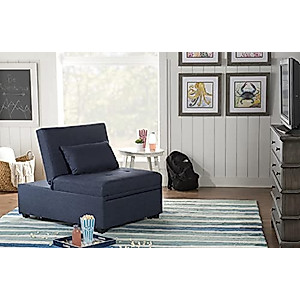 Powell Furniture Linon Boone Upholstered Convertible Sofa Bed in Blue