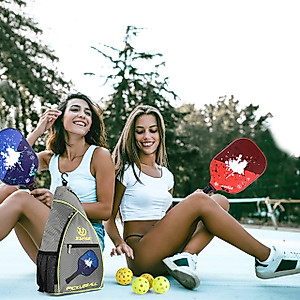 XS XSPAK Pickleball Paddles Set of 2 with Bag, Premium Graphite Craft Pickleball Paddles Set Including Backpack,1 Indoor Balls and 1 Outdoor Balls,Lightweight Pickleball Rackets,Polymer Honeycomb Core