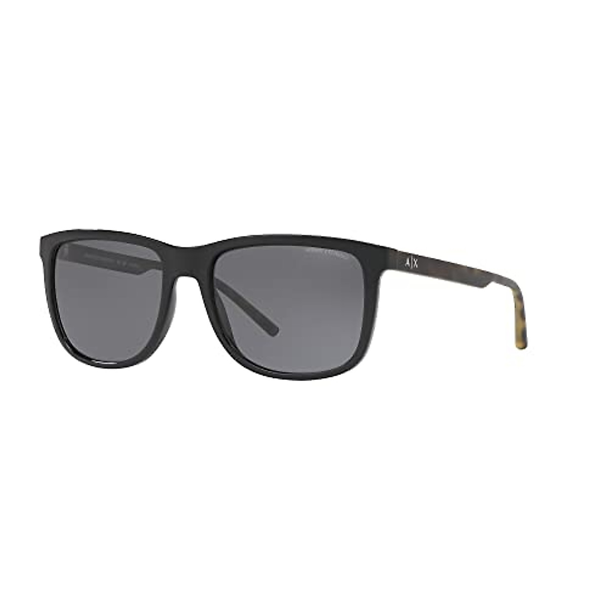A|X ARMANI EXCHANGE Men's AX4070S Square Sunglasses, Black/Grey Polarized, 57 mm