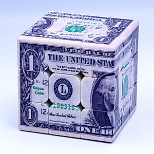 Speed Cube 3x3 One-Dollar Notes/Bill Facade Pattern Magic Cube Puzzle,IQ Games Puzzles Relief Effect Teens Adult Toys,5.6cm/2.2"