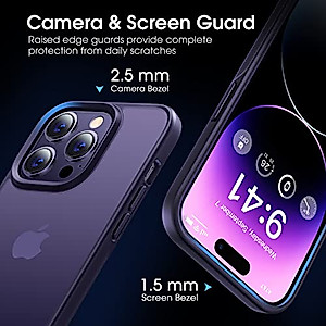 CASEKOO [SGS Tested] Newly Matte Purple Designed for iPhone 14 Pro Case [10FT Mil-Grade Protection] Anti-Fingerprints & Anti-Scratch Durable Translucent Back Anti-Slip Frame, Purple