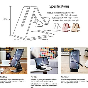 SALEX Pink Desk Phone Stand. Rose Gold Desk Cell Phone Holder for Office, Home, Bed. Cute Desk iPhone Holder. Handable Desktop Tablet Holder Stand. Metal Desktop Stand for Small Tablets, iPad Mini.