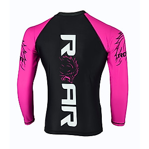 Roar No Gi Full Set Ladies Grappling Rash Guard Female Fight Wear (Pink-Black, Small)