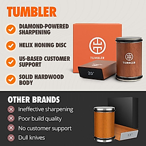 Tumbler Rolling Knife Sharpener Starter Set - Knife Sharpening Made Easy - Rolling Knife Sharpening System with Magnetic Knife Holder, Protective Stand & Leather Strop