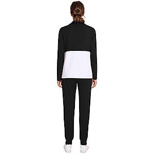 HALCYEEN Womens 2 Piece Tracksuits Set Casual Travel Comfy Zipper with Pockets Sweatshirt and Jogger Pants Black L