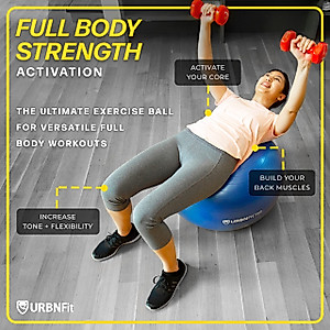 URBNFit Exercise Ball - Yoga Ball for Workout, Pilates, Pregnancy, Stability - Swiss Balance Ball w/Pump - Fitness Ball Chair for Office, Home Gym, Labor- Teal, 26 in