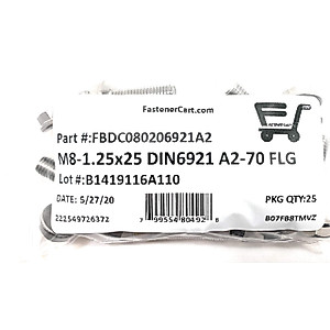 M8-1.25 x 25 Stainless Steel Flange Bolt DIN 6921 A2 Stainless Steel (25 Pieces) M8x25