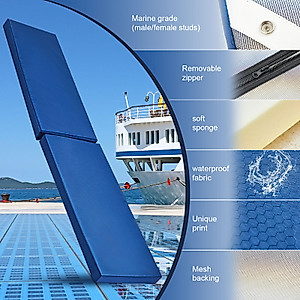 Menkxi 71 x 15 x 2.76 Inch Boat Seat Cushion Outdoor Bench Cushion Waterproof Boat Cushions Seats with a Zipper in The Middle for Boat Bench Seat Garden Patio Furniture Indoor Backyard Seat Pad, Blue