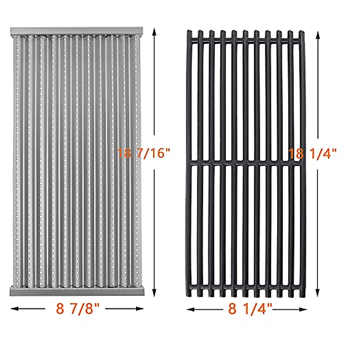 BQMAX 18 7/16" Grill Parts for Charbroil Tru-Infrared 466242014 463273614 463241014 463246909 463241013 463243911 Stamped Stainless Steel Emitter and Cooking Grid