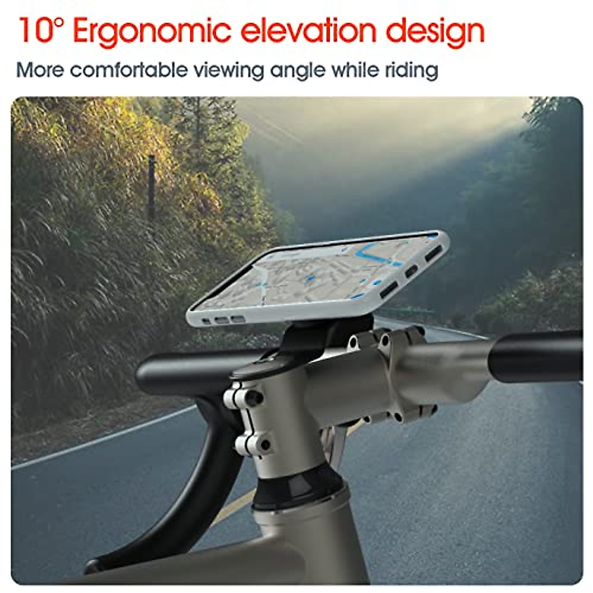 Mountain Bike Phone Mount,Bicycle Cell Phone Holder,Universal Aluminum Handlebar Stem Phone Clamp,Cycling Mobile Phone Clip,MTB Road Bike Quick Attach/Detach for iPhone Samsung Galaxy Google-Black