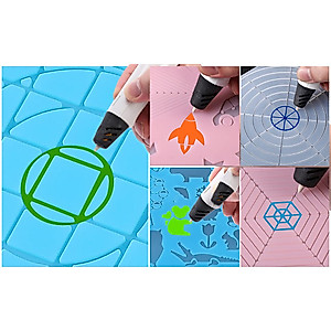 Small Size 3D Pen Mat - 3D Printing Mat for Beginners - 6.7x6.7 inch 3D Pen Mat for 3D Pens - 3D Pen Accessories Compatible with Stencils - Blue