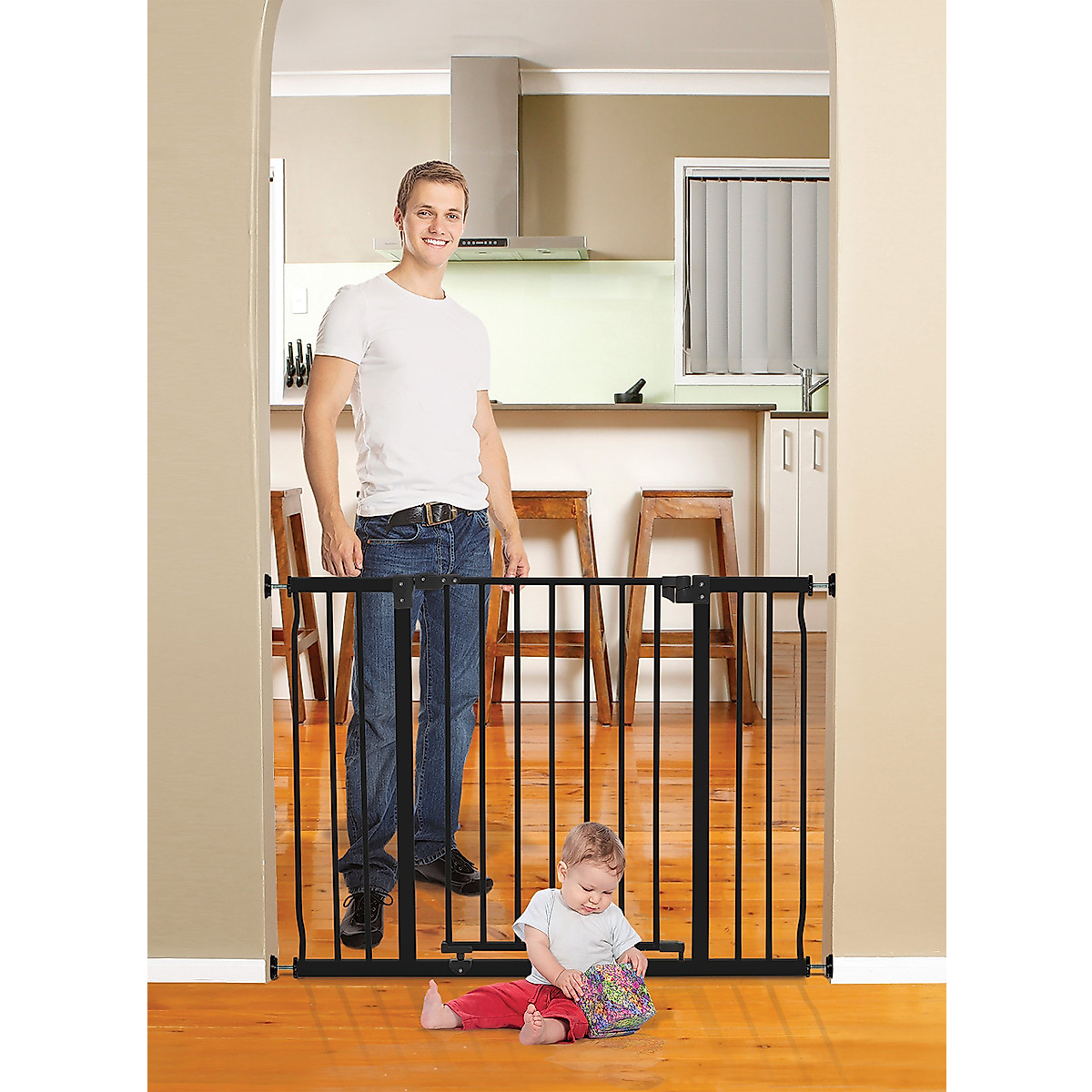 Dreambaby Liberty Security Baby Safety Gate - with Smart Stay Open Feature - Fits Openings 39-42 inches Wide - Black - Model L920BB