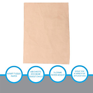 SSWBasics Kraft Paper Tissue Paper for Packaging - 2 Packs of 480 Sheets Each - High-Quality Kraft Tissue Paper for Wrapping, Crafting, and Gift Packaging