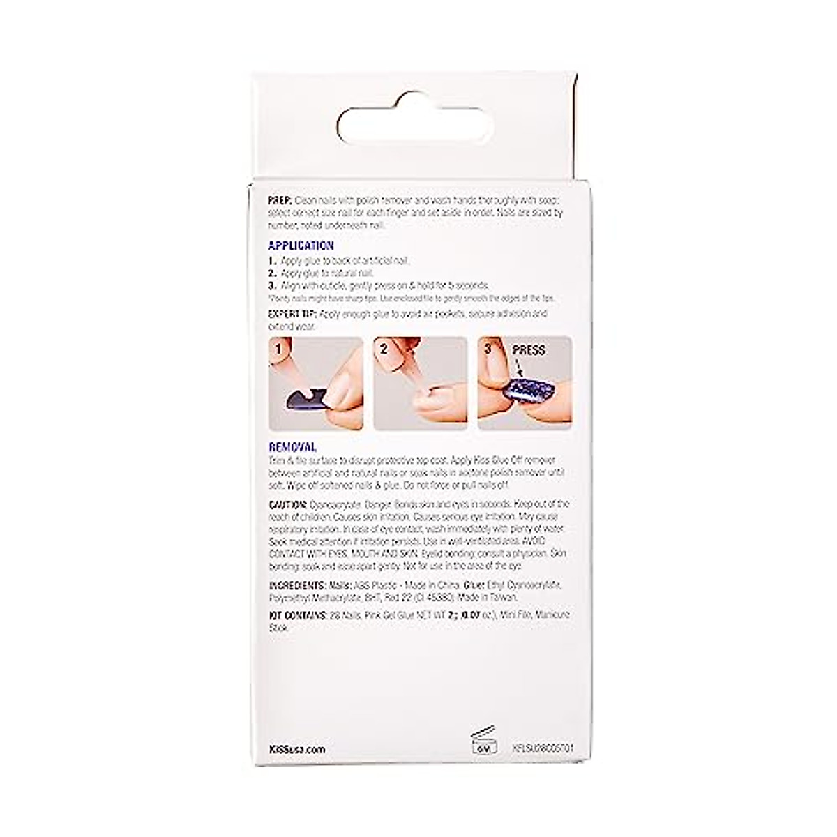 KISS Gel Fantasy Collection Sculpted Fake Nails Manicure Set, True Color', with Nail File and Glue & 28 Glue-On Nails