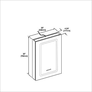 CIETÖ 20 Inch Medicine Cabinets with Lights and Mirrors, Recessed or Surface Mount, 3-Color Light Dimmable, Frameless, Smart Time and Temp Display, Defogger, Right Hinge