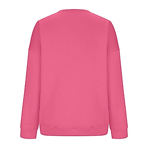Ceboyel Oversized Sweatshirt For Women Solid Color Crewneck Pullover Tops Long Sleeve Sweaters Fall Fashion Trendy Clothes Women Sweaters Hot Pink L
