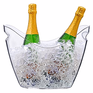 asika Ice Bucket Wine Bucket，Clear Acrylic 3.5 Liter Plastic Tub for Drinks and Parties, Food Grade, Perfect for Wine, Champagne or Beer Bottles