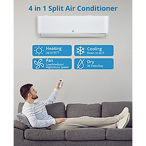 ACONEE 24,000 BTU AC/Heating 23 SEER, 208/230V, System Inverter Cools Rooms 1500 Sq.Ft, Wall Mount Ductless C Split Air Conditioner, White
