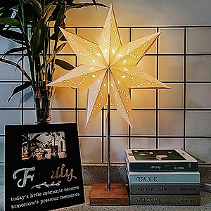 Bedside Table Lamp Paper and Chrome Standing Lamp Room Decoration Festival Lantern Light Nightstand Desk Lamp Bedroom Dresser Living Kids Room College Dorm Coffee (White, 24.8"x16.9"x7.09")
