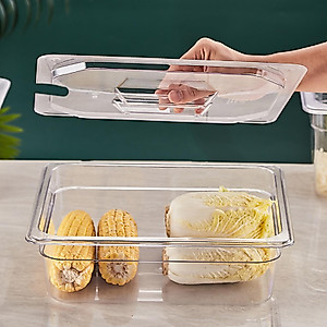 Voittozege 12 Pcs Food Pan Lids 1/3 Size Polycarbonate Notched Cover Clear Food Pan Cover with Handle Restaurant Commercial Hotel Pan Lid for Restaurant Commercial Food Container Storage