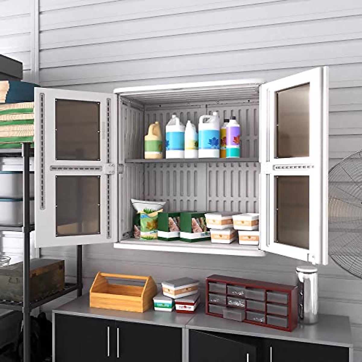 HOMSPARK Bathroom Wall Cabinet, Multifunctional Medicine Cabinet with Shelf, Wall Mounted Storage Cabinet for Bathroom, Laundry Room, Kitchen, Garage