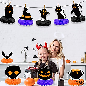 KatchOn, Halloween Centerpieces for Tables - Pack of 9 | Orange and Black Halloween Table Centerpiece for Halloween Table Decorations | Pumpkin Halloween Centerpiece for Halloween Decorations Indoor