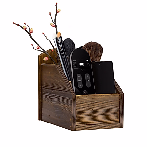 CEDAR ALPHA Wood TV Remote Holder,Wooden Remote Control Caddy,3 Slot Office Supply Organizers,Farmhouse Remote Control Holder TV Remote Caddy,wood storage, desk organizer, pencil holder