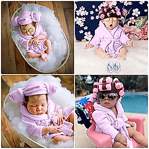SPOKKI Newborn Photography Props Newborn Girl Photoshoot Outfits Crochet Baby Curler Hat with Makeup Brush for Infant Boys Girls (Purple)