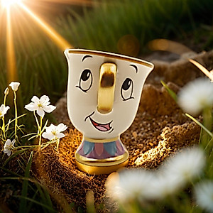 Beauty & The Beast Cartoon Chip Tea Cup 3D Sculpted Ceramic Coffee Mug, 8 Ounces, Officially Licensed, Princess Collectible Novelty Gift