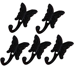 AOLZUNK 5 pcs Butterfly Wall Hook Hanger Coat Towel Hangers Vintage Hook for Hanging Clothes Hook Up Towel Coat Hat Scarf Jacket