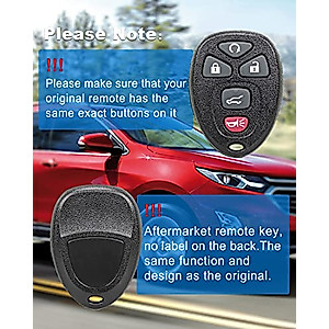 CAUORMOTE Keyless Entry Remote Car Key Fob for Chevy Tahoe Traverse Suburban/GMC Acadia Yukon/Buick Enclave/Saturn Outlook(15913415, OUC60270, OUC60221), Set of 2