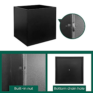 Galvanized Steel Planter Box Black Metal Planter Large Square Indoor Outdoor Planters Cube Steel Heavy Duty Flower Pot 20Inch Powder Coating Modern Commercial Residential for Patio, Deck, Yard, Garden