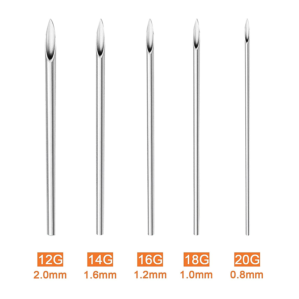 Ear Nose Piercing Needles - Autdor 100pcs Mixed Piercing Needles 12G 14G 16G 18G and 20G Hollow Needles for Ear Nose Navel Nipple Lip Tongue Piercing Kits Piercing Tools Piercing Supplies