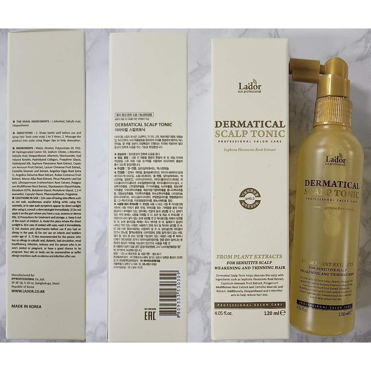 LA'DOR Dermatical Scalp Tonic - For Sensitive & Thinning Hair - 4.05 Fl Oz, Leave-in Spray Conditioner, Cleanse, Reduce Hair Loss