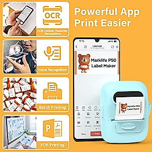 Label Maker Machine with Tape Barcode Label Printer - Mini Portable Bluetooth Thermal labeler for Address Clothing Jewelry Retail Barcode Small Business Home Office Compatible Phones &PC(Blue)
