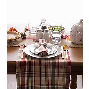 DII Give Thanks Plaid Fall Table Decor, Autumn & Thanksgiving Tabletop Linens, 14x72 Table Runner