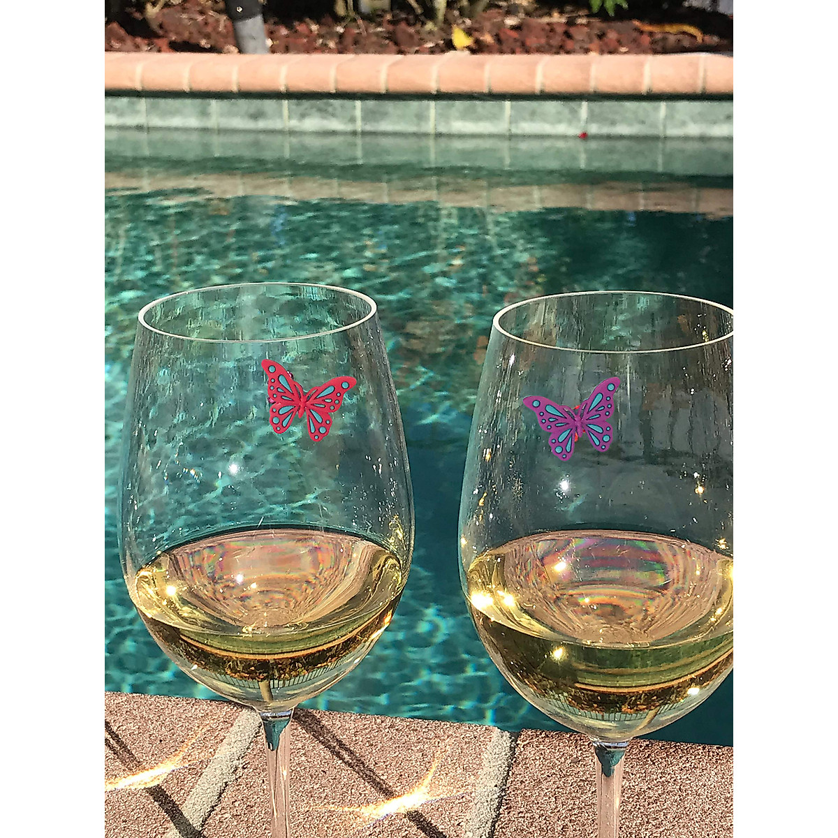 Simply Charmed Butterfly Magnetic Wine Glass Charms - 6 Wine Magnet Drink Markers - Fun Gift for the Gardener