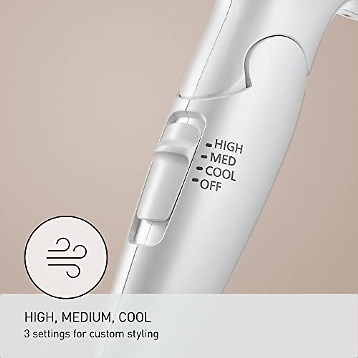 Panasonic nanoe Salon Hair Dryer with Oscillating Quick Dry Nozzle, Folding Hair Dryer for Travel and Home, 3 Airflow Settings for Easy Styling and Healthy Hair - EH-NA2C-W (White)