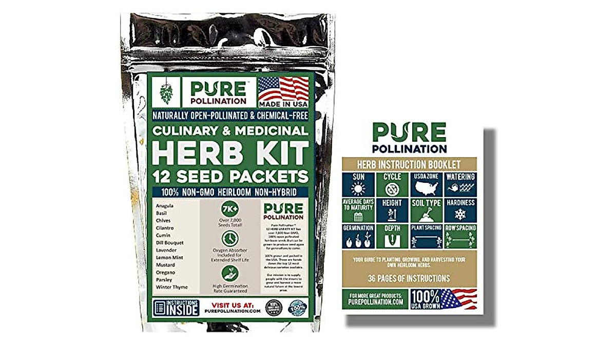 Pure Pollination Herb Seed Kit - 12 Non-GMO Varieties