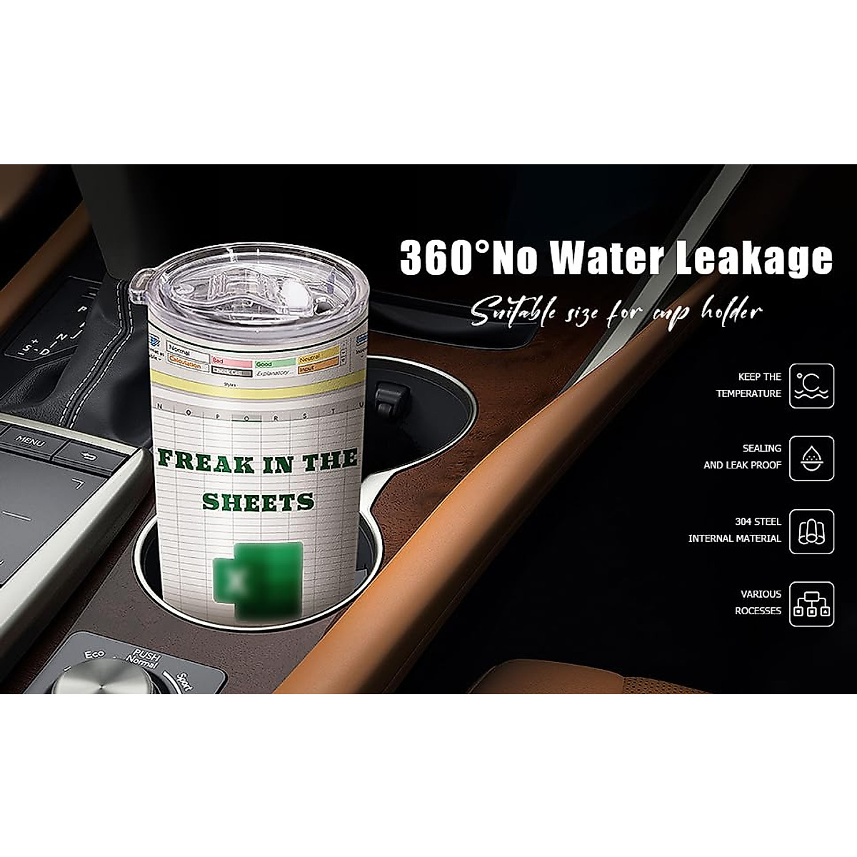 ATHAND Accountant Mug Gifts-Accountant Funny Cups- Freak In The Sheets Excel Mug-Excel Shortcut -Stainless Steel Tumblers Gifts for Accountant, na CPA,CFO, Coworkers, Men, Women Tumbler 20 oz