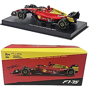 XTD Bburago 1:43 2022 F1 F1-75 75th Anniversary #16 Charles Leclerc F1-75#55 Carlos Sainz Alloy Luxury Vehicle Diecast Cars Model Toy Collection Gift (F1-75 75th #16 Hardcover)