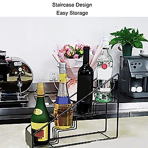 Stainless Steel Wire Wine Bottle Holder, 4 Compartments Syrup Bottle Holder, Wire Spice Rack Countertop for Home, Kitchen