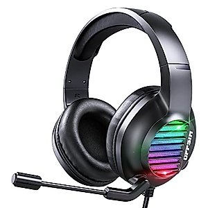 OFFSIR Gaming Headset with Microphone for PS4 PS5 Xbox One PC, Gaming Headphones with RGB Light, Noise Canceling Mic, Bass Surround Sound Headsets for Playstation Xbox 1 Nintendo Switch Laptop Mac