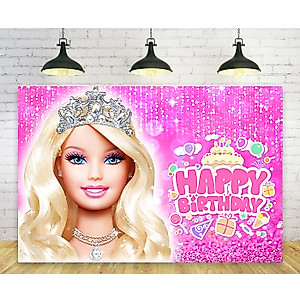 Pink Backdrops for Birthday Party Decorations Supplies Baby Shower Photo Background for Girl Birthday Party Cake Table Decorations Birthday Banner 5x3ft