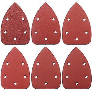 Detail Sander Paper, 80-600 Grits, Hook and Loop Backing, 5 Holes, for Sanding and Polishing, 60 Sheets