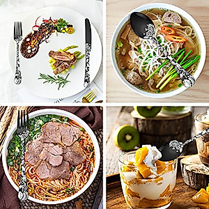 48-Piece Silverware Set with Steak Knives for 8,Unique Pattern Design，Stainless Steel Flatware Cutlery Set For Home Kitchen Restaurant Hotel, Kitchen Utensils Set, Mirror Polished, Dishwasher Safe