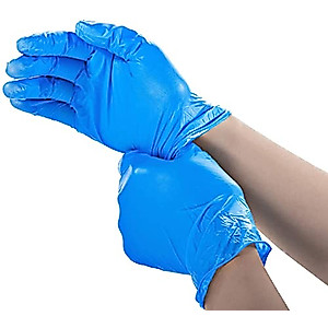 Basic Disposable Vinyl Exam Gloves 100Pcs,XL Size,Cleaning Gloves,Food Service Gloves,Powder Free,Latex Free,Non-Sterile for All Purposes Gloves,Blue (BMPF3004B)
