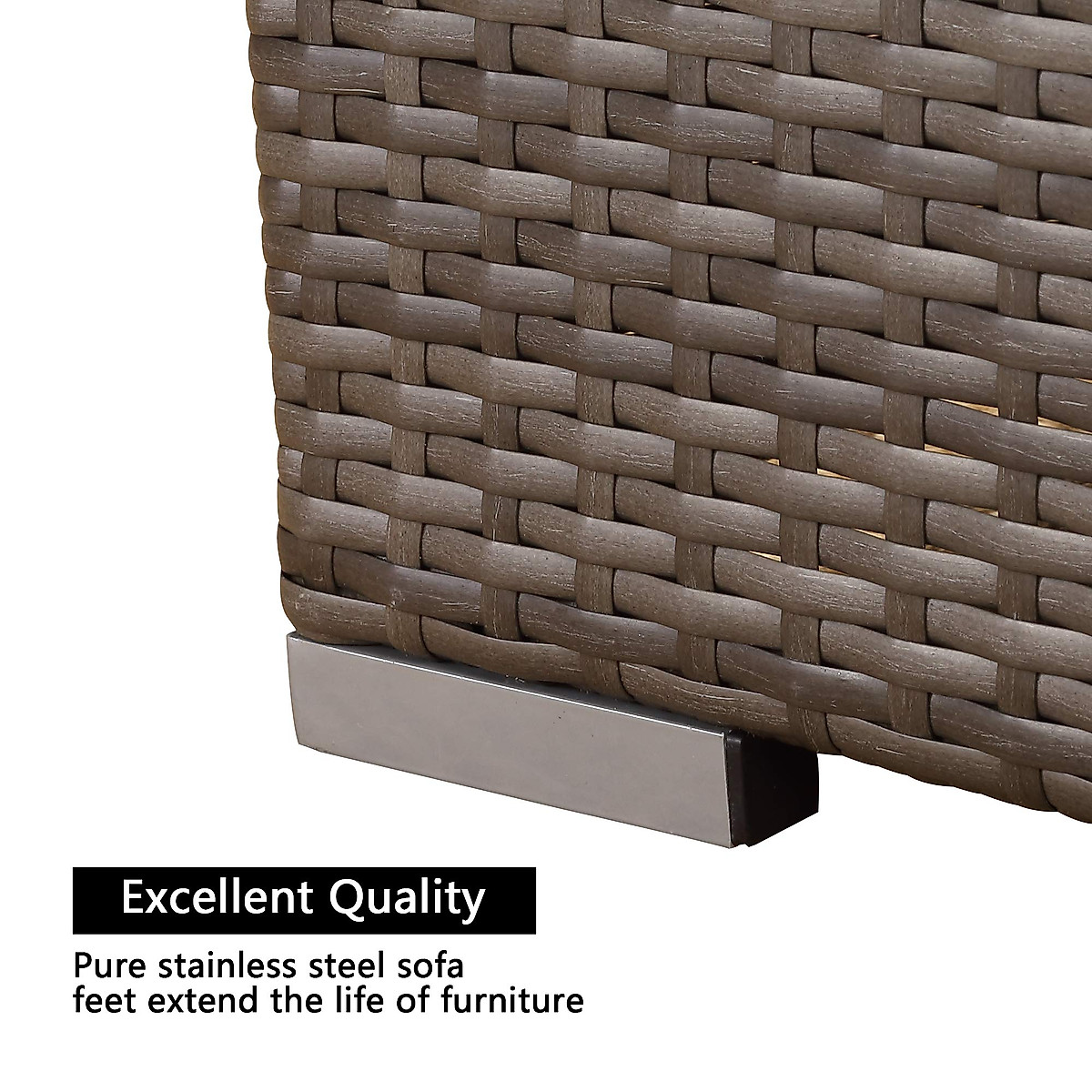 Wisteria Lane 2 Piece Patio Armless Sofa, Outdoor Wicker Sectional Furniture with Cushion, Additional Loveseats for Garden Backyard, Blue